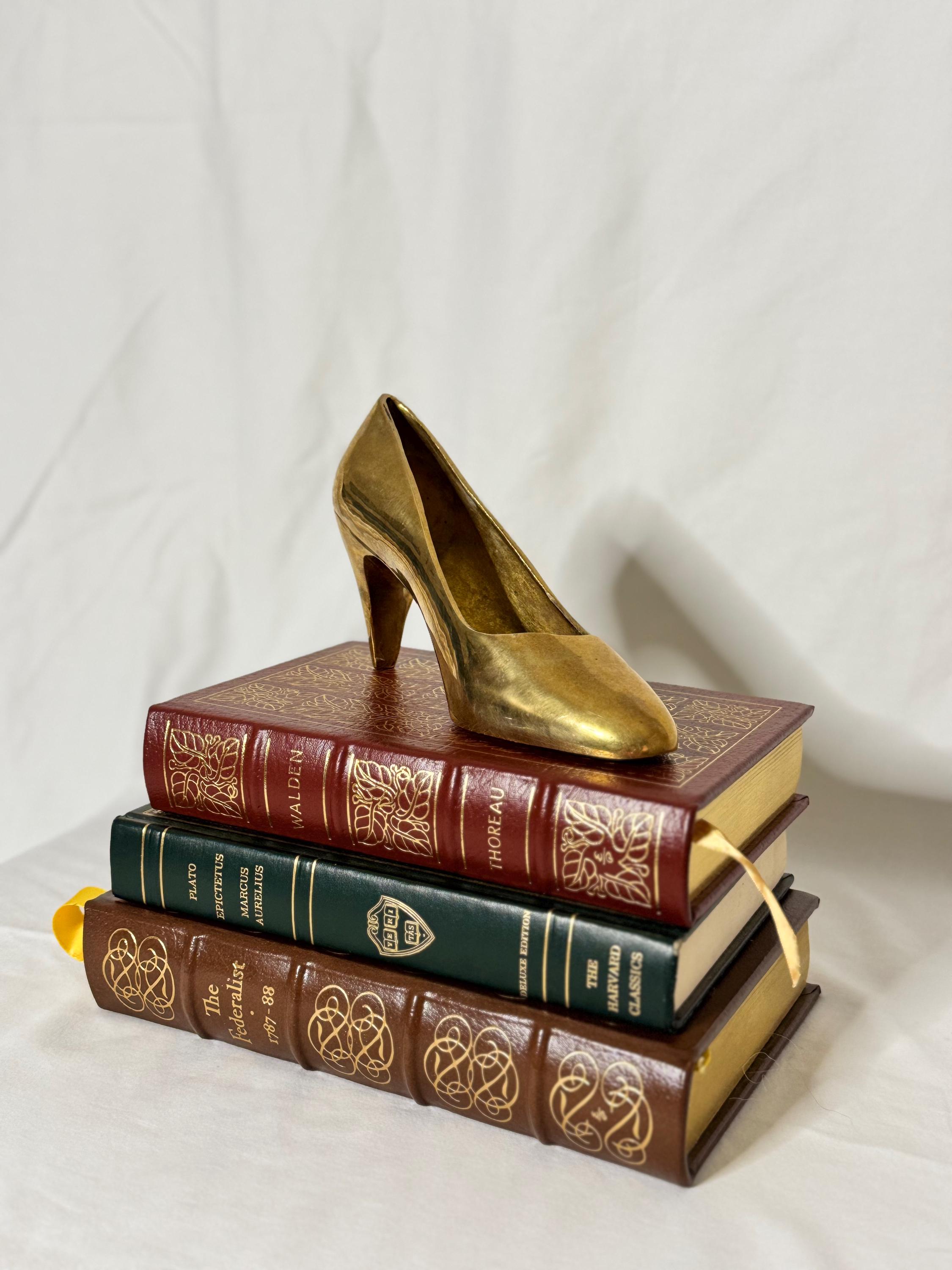 Vintage Solid Brass High Heel Shoe Statue | Glam Stiletto Paperweight ...
