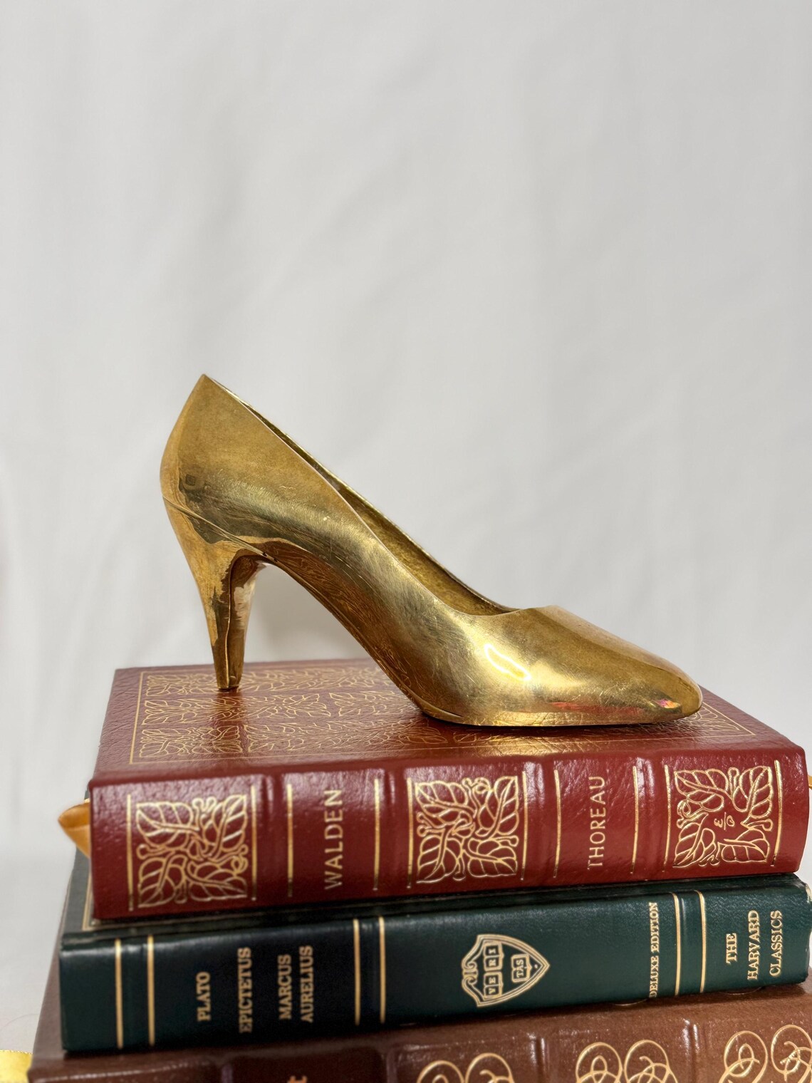 Vintage Solid Brass High Heel Shoe Statue | Glam Stiletto Paperweight ...