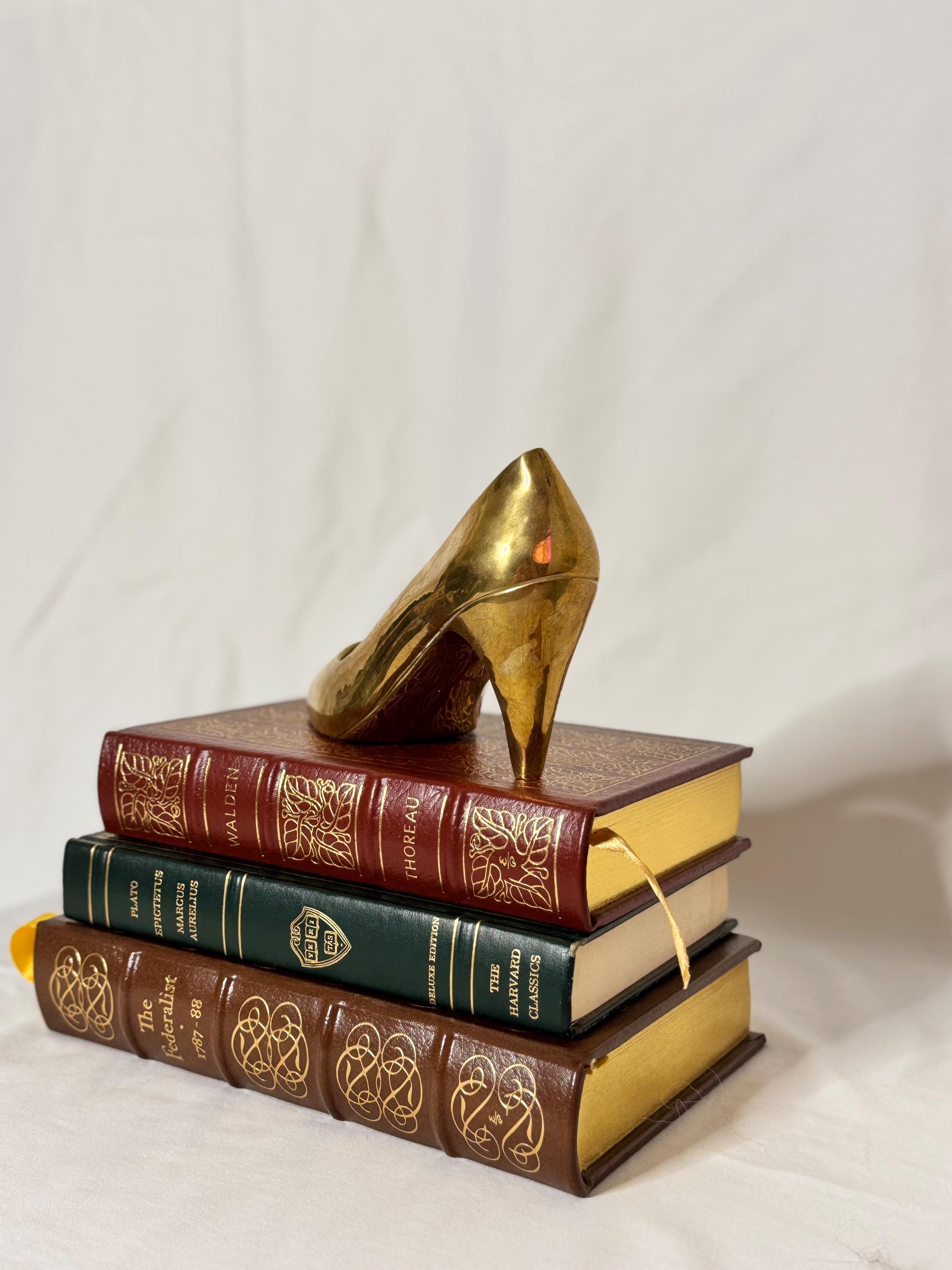 Vintage Solid Brass High Heel Shoe Statue | Glam Stiletto Paperweight ...