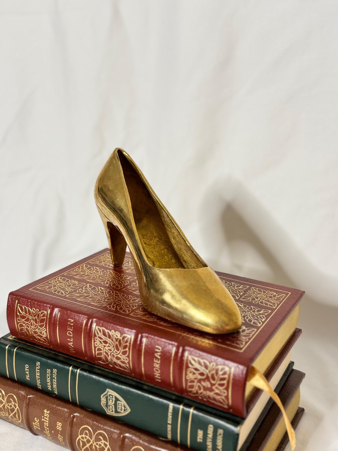 Vintage Solid Brass High Heel Shoe Statue | Glam Stiletto Paperweight ...