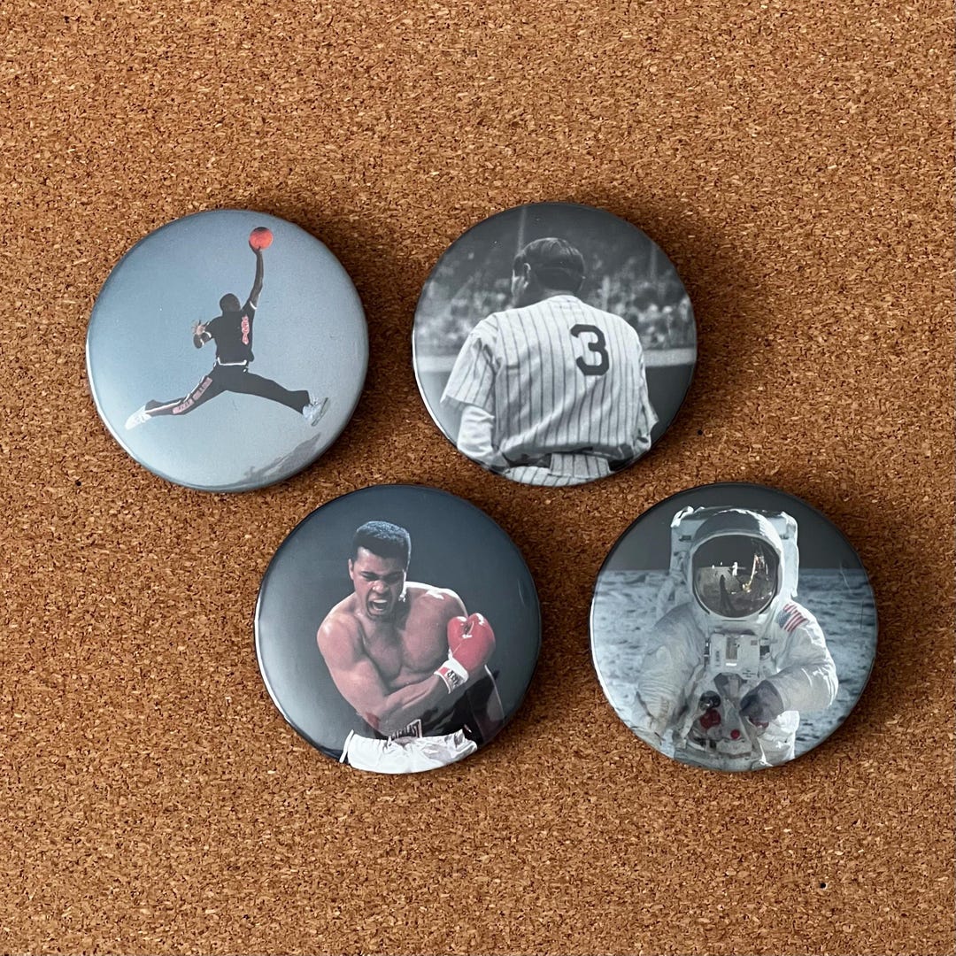 Retro Iconic Photos Pinback Buttons 2.25 Inches Michael Jordan ...