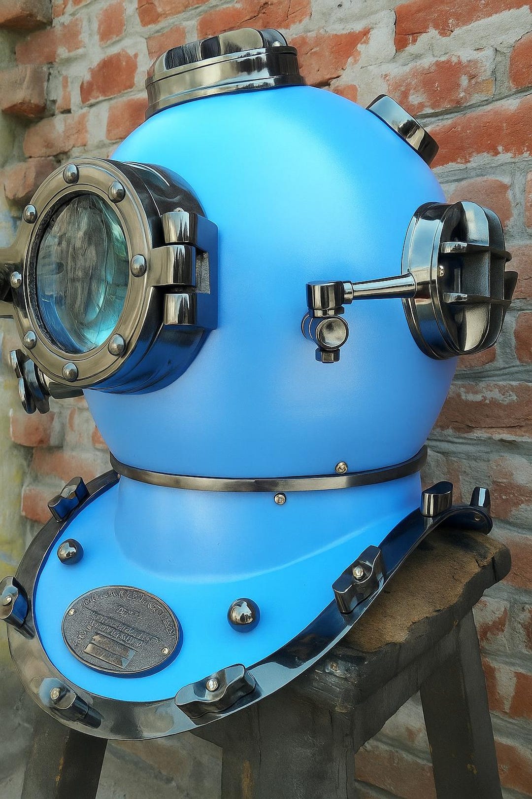 Vintage Blue & Chrome Mark V Diver's Helmet Replica: Nautical Decor - Etsy