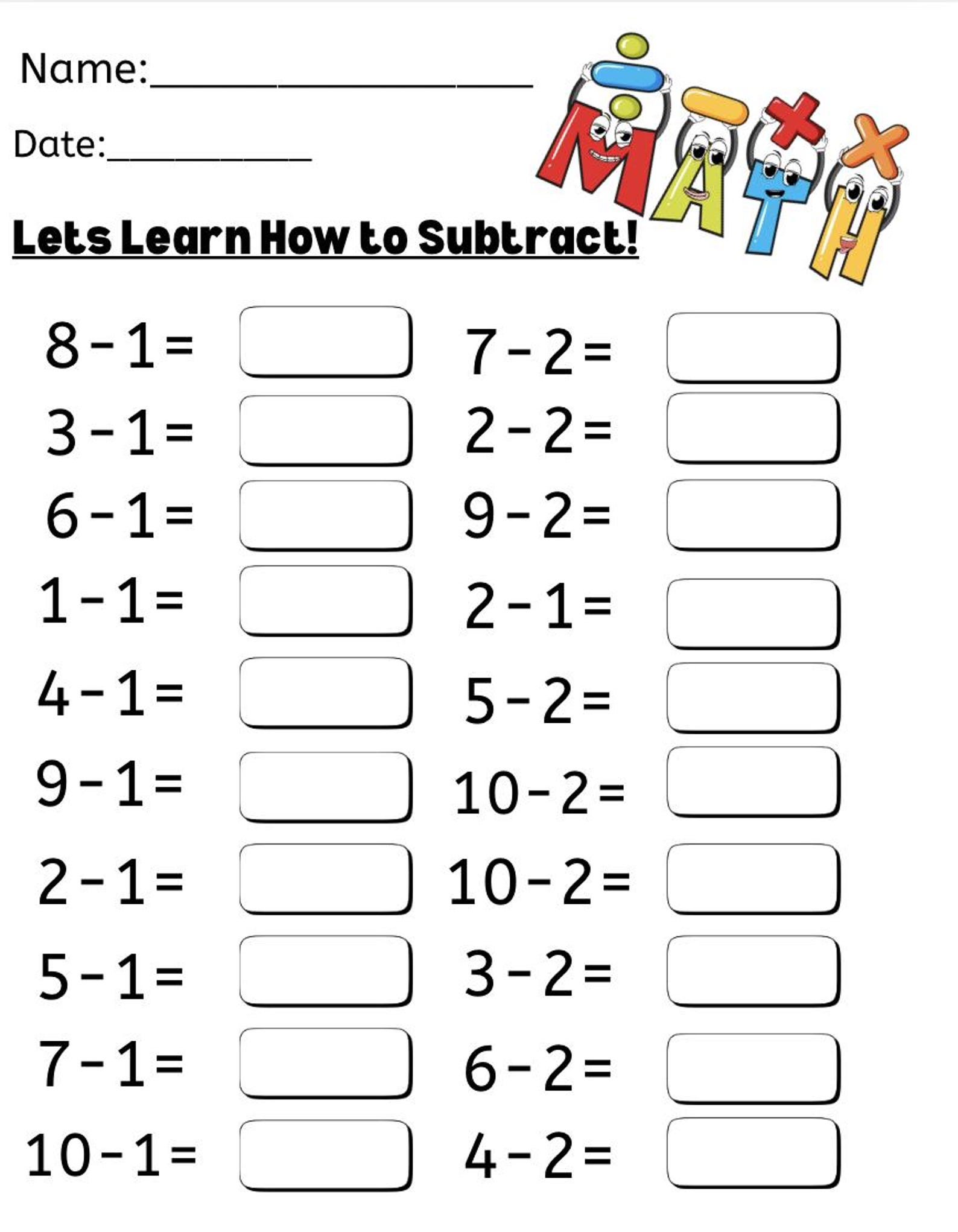 Mathematic Worksheet - Etsy