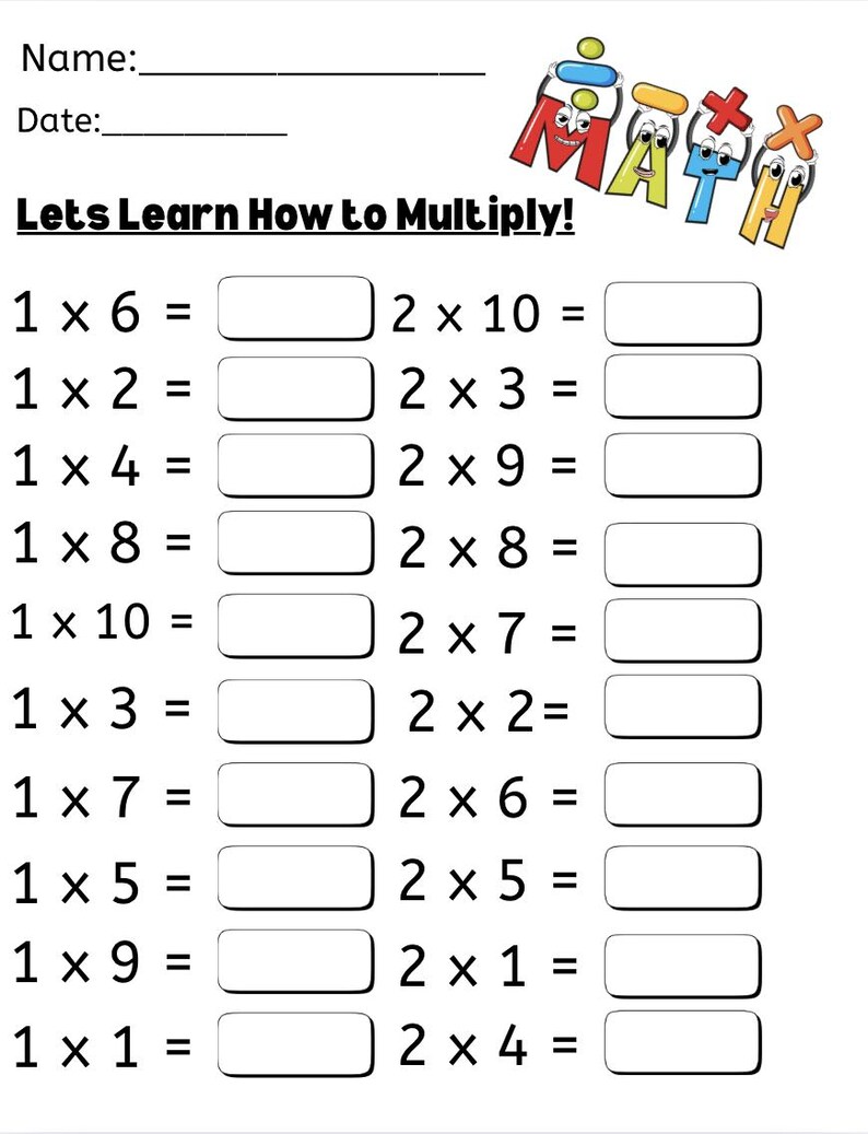 Mathematic Worksheet - Etsy