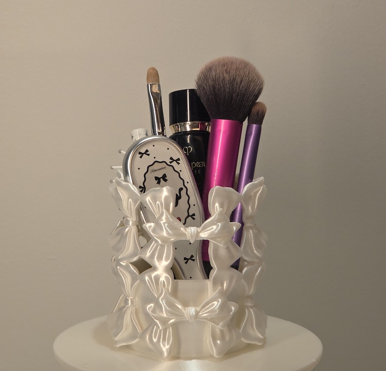 Y3K Bow Makeup Brush Holder | Y2K 3D Printed Pen Cup - Etsy