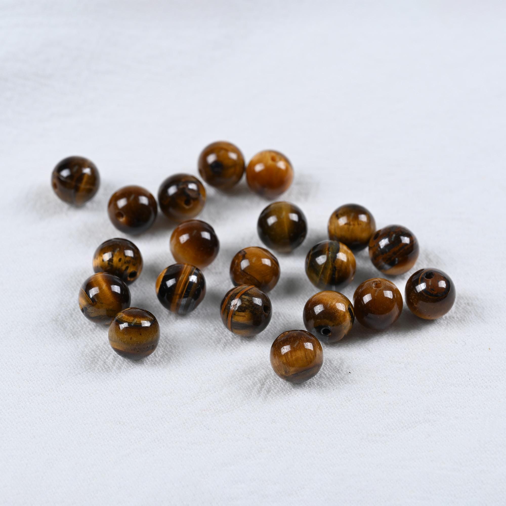 Round Tiger's Eye Beads With Natural Banding and Shine for Protective ...