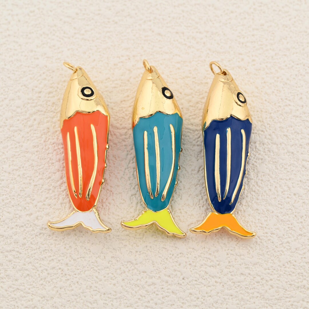 Colorful Enamel Fish Pendants With 18K Gold Filled Accents for DIY ...