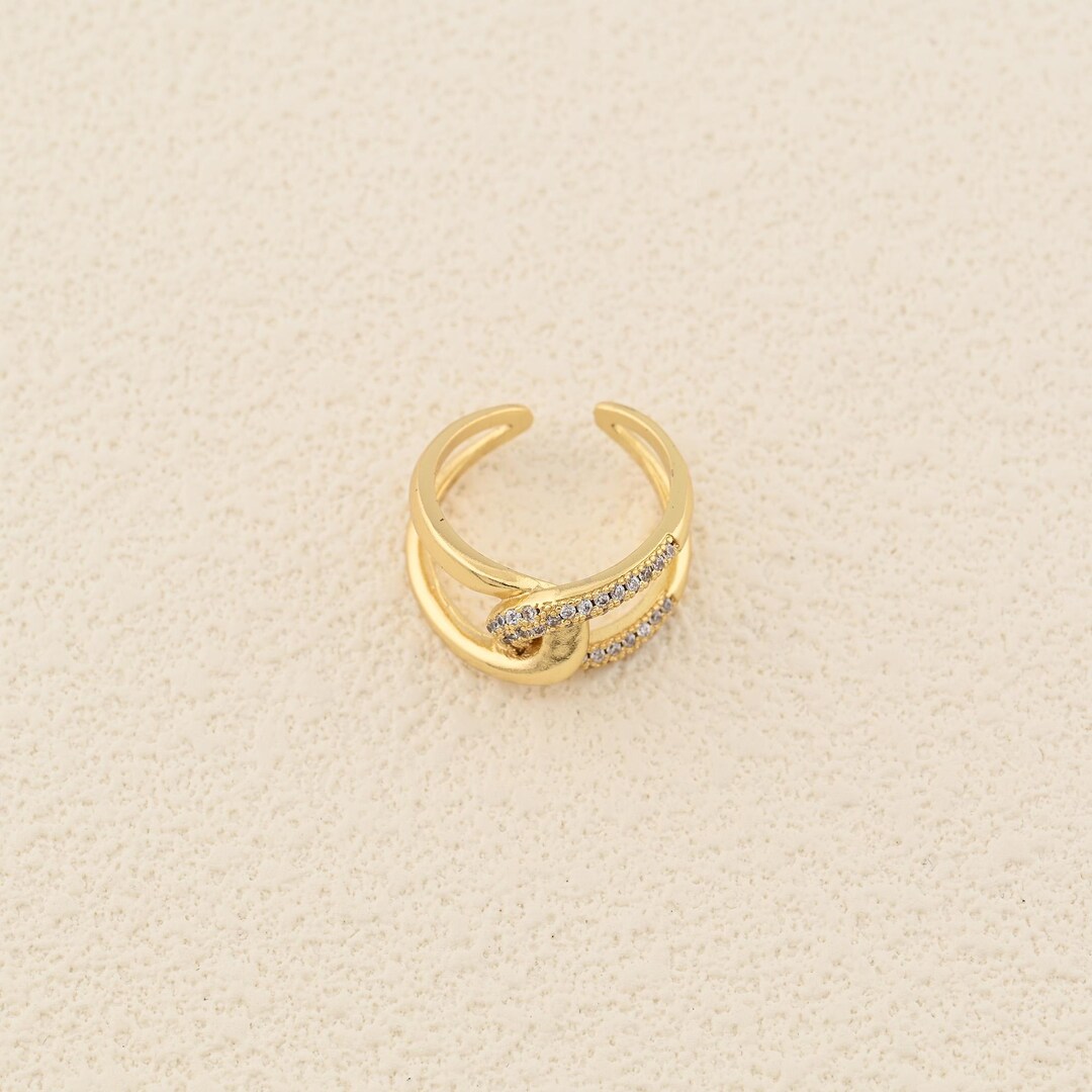 Classic 18K Gold Filled Knot Open Band With Subtle Crystal ...