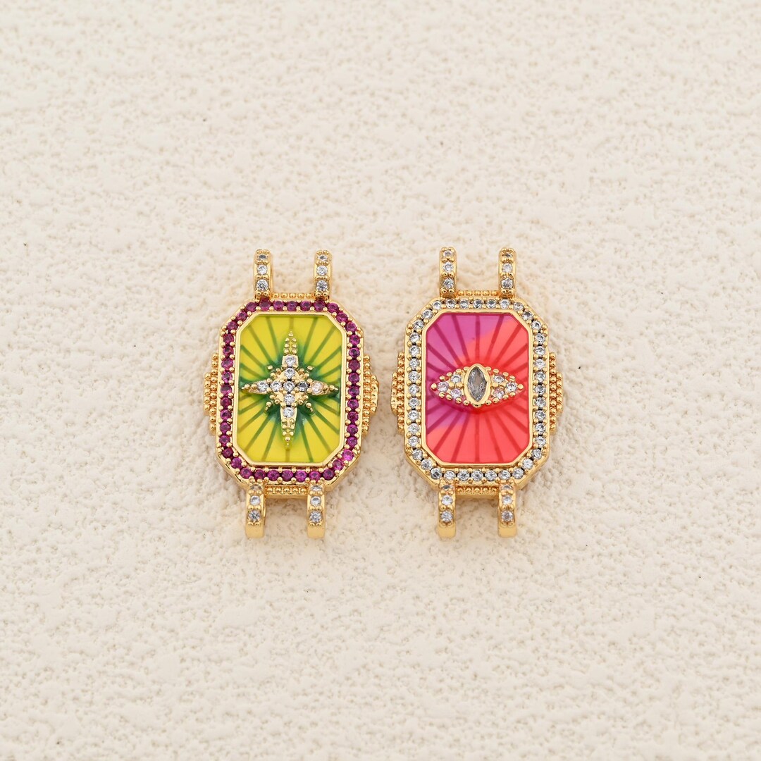Mystical Rectangle Charms Featuring Star and Eye Symbols With Ombre ...