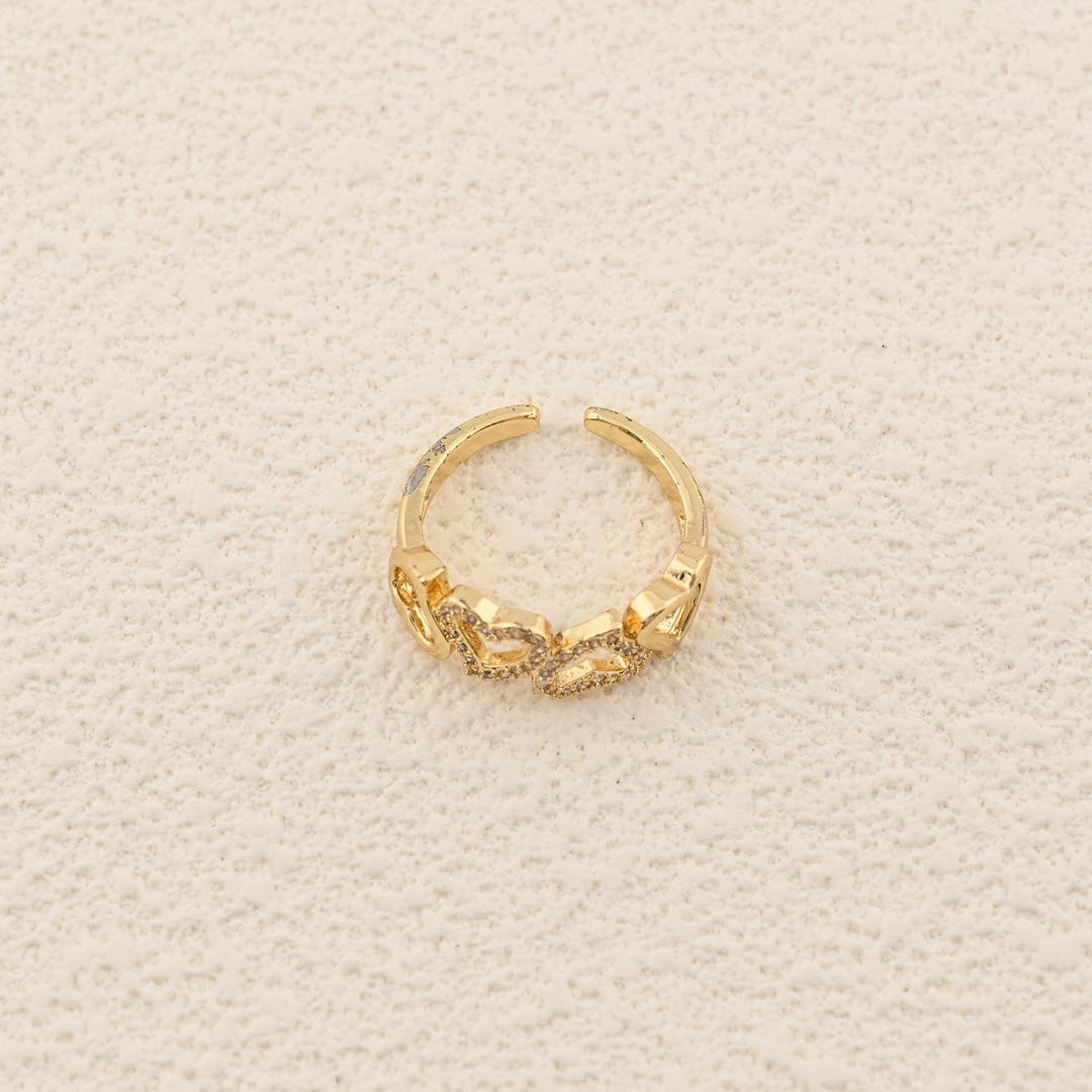 18K Gold Filled Open Band Ring With Romantic Hollow Heart Style for ...