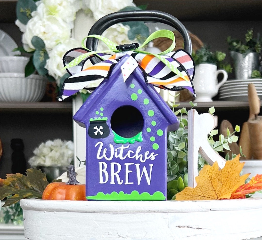Witchs BREW Mini Birdhouse. 5 Tall Halloween Tray Decor. Witch Decor ...