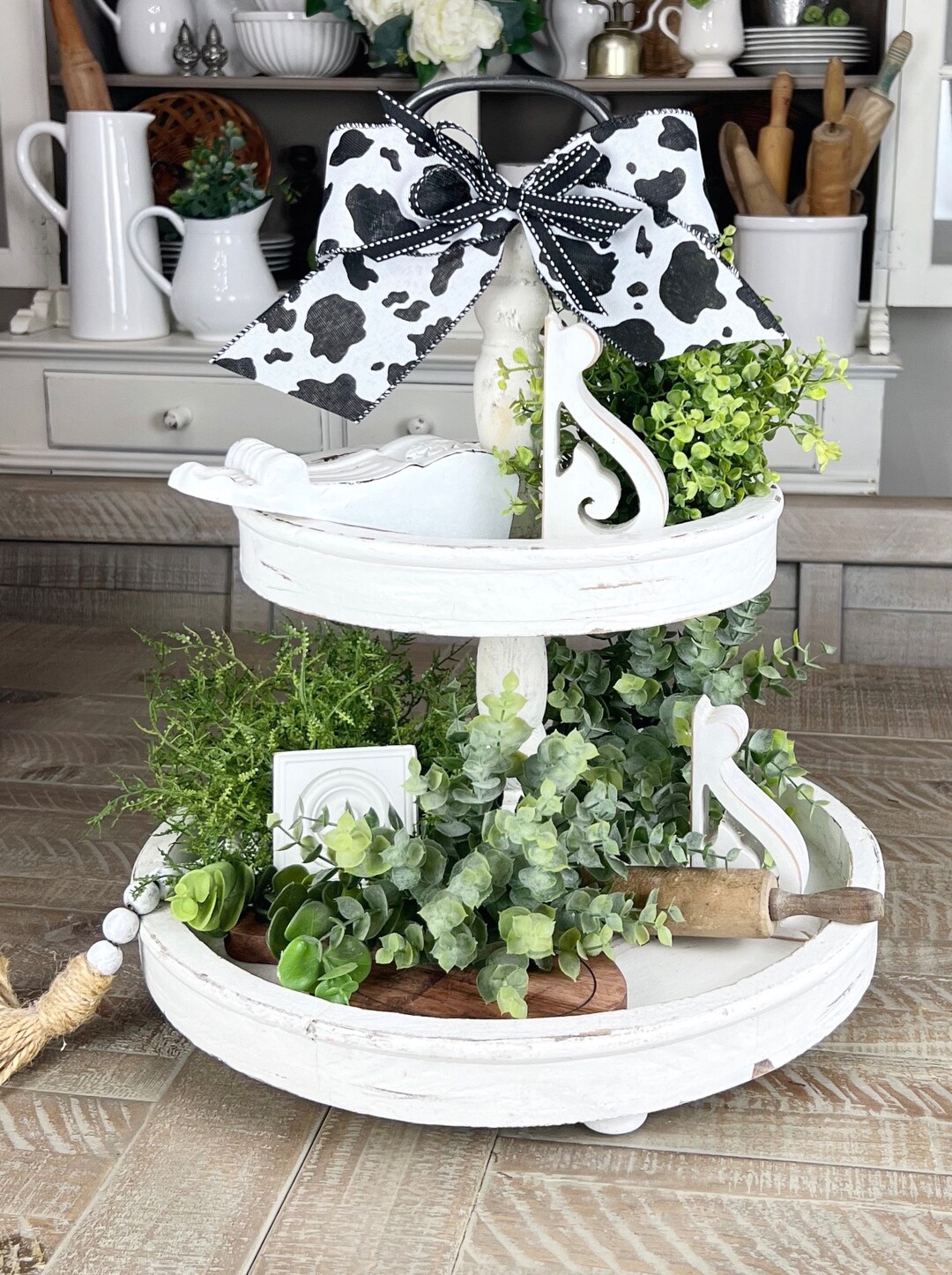 Cow TRAY Bow for Tiered Tray Canister Bow. Spotted COW Tie on Bow for ...