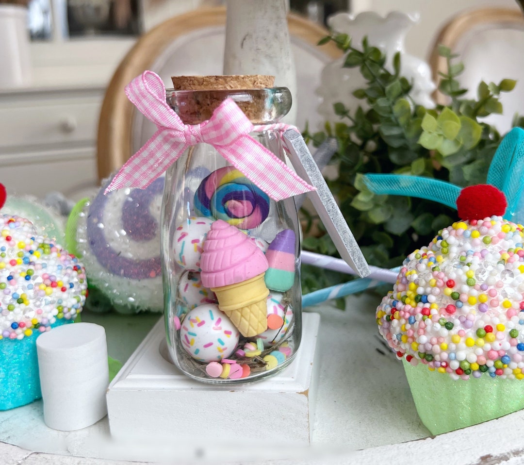 Mini Faux CANDY Bottle With Faux Candy and Sprinkles. Mini Glass Candy ...