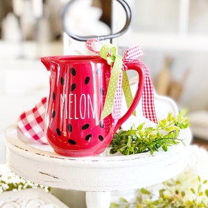 Mini WATERMELON Pitcher for Tiered Tray With Seeds. 5 Tall Ceramic ...