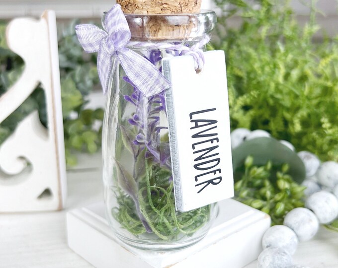 Tiny LAVENDER in Bottle. “glass Bottle” …lavender Tiered Tray Decor ...