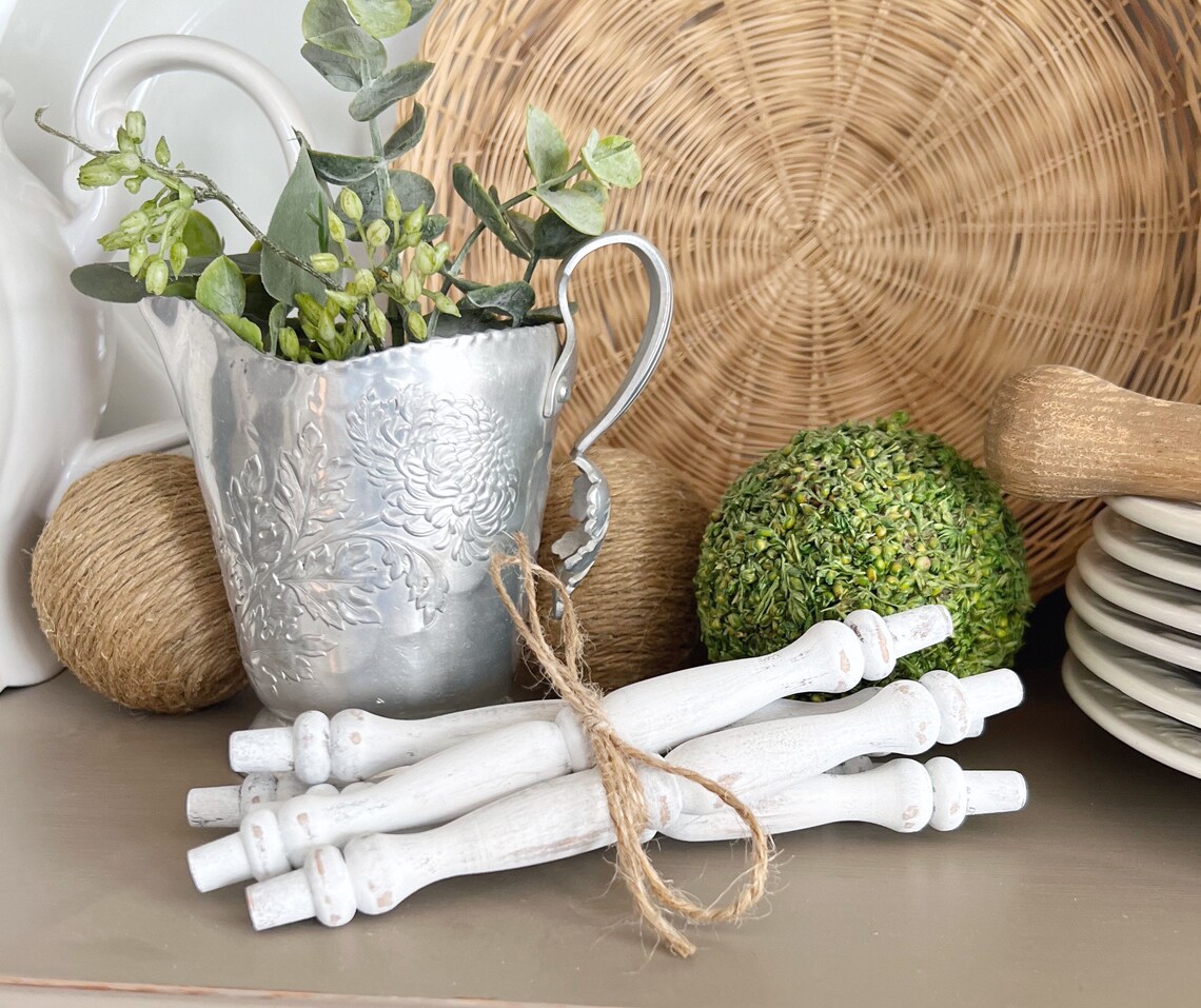 Mini SPINDLES set of 5 TINY Distressed White 6 Long - Etsy