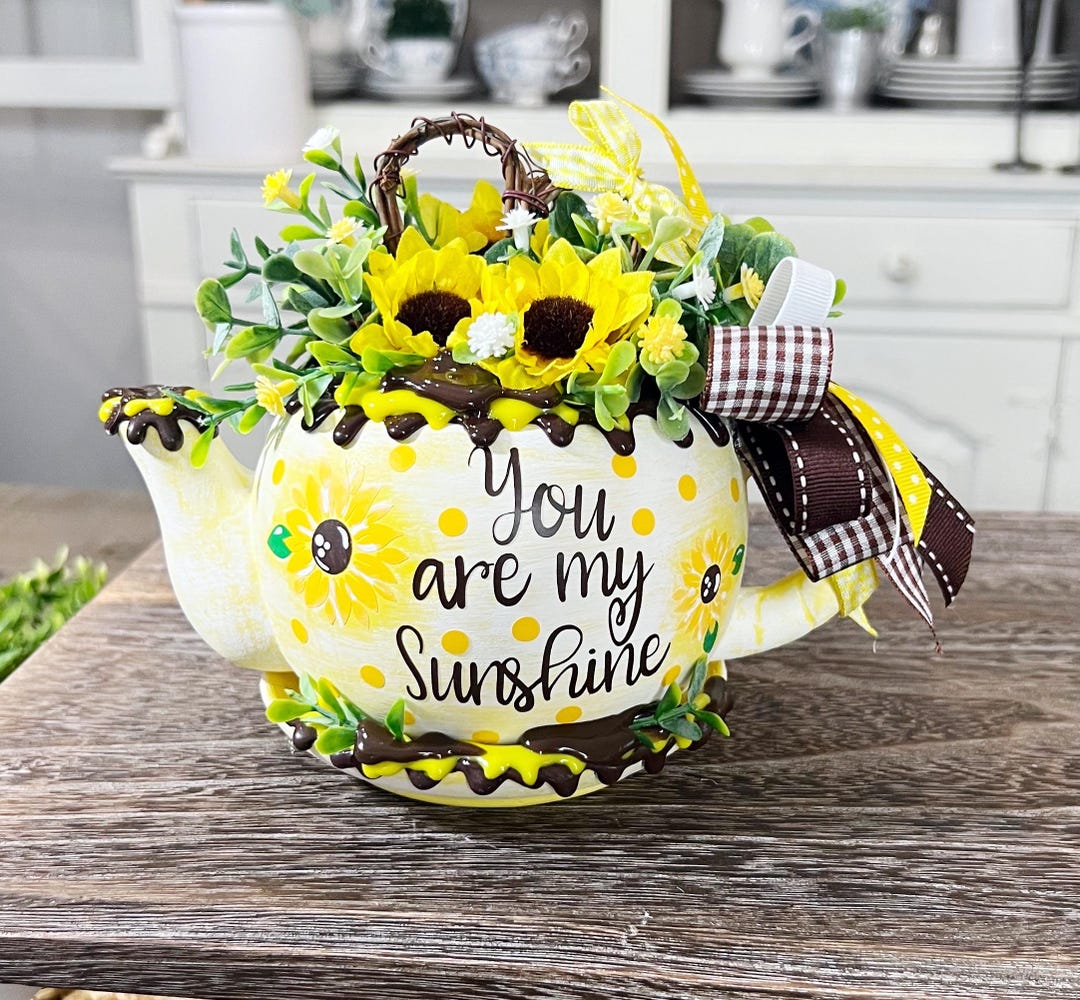 Sunflower Teapot | Ceramic You Are My Sunshine Teapot | Sunflower Decor ...