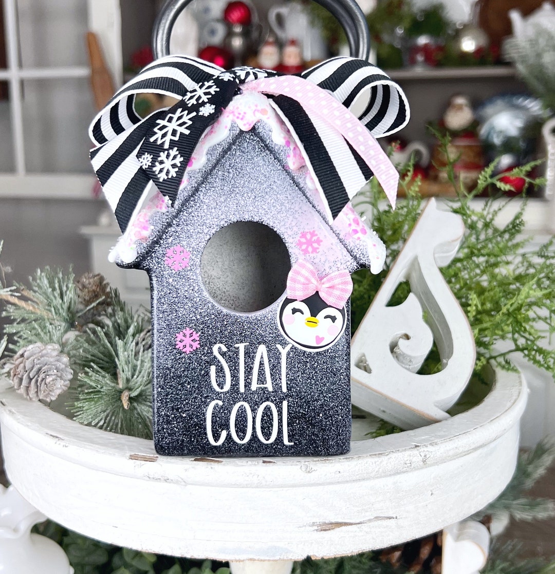 Premade Reversible Mini Penguin BIRDHOUSE. Stay Cool in - Etsy