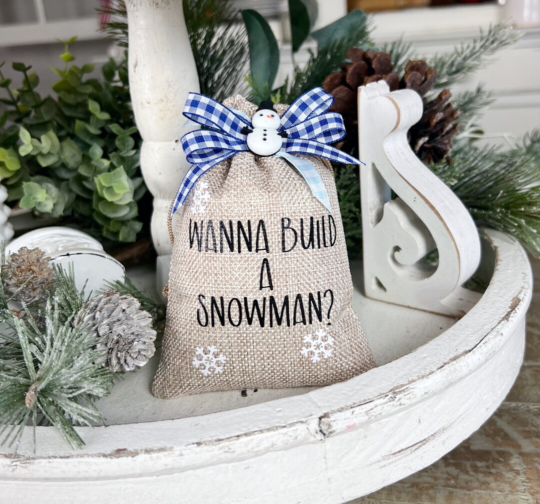 Mini Wanna Build a SNOWMAN Sack mini WINTER Sack. Tiny Burlap Sack ...