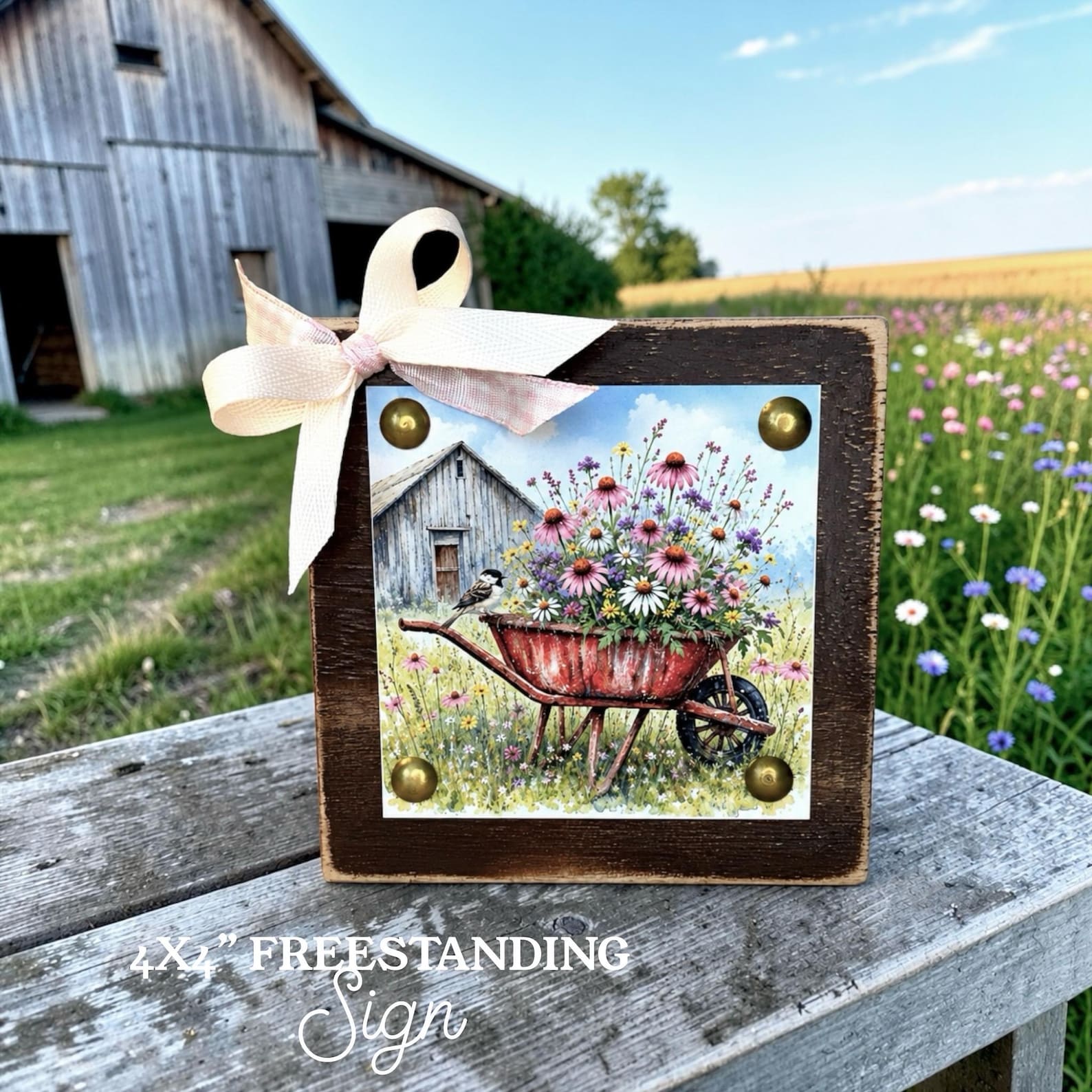 New!! Country Wildflower Wheelbarrow Sign With Bird | Mini 4x4 ...