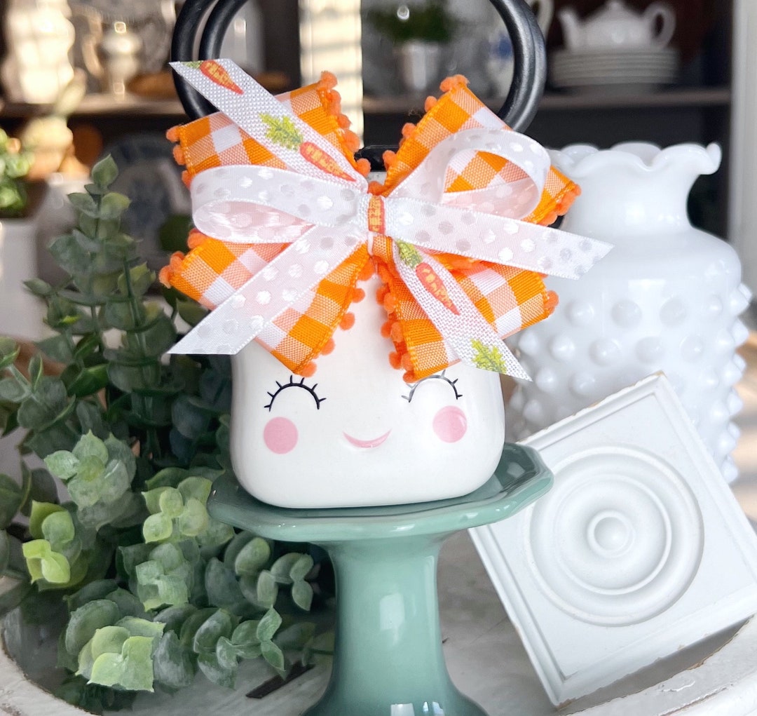 Carrot Bow With Orange GINGHAM Ribbon for Ceramic Marshmallow Mug ...