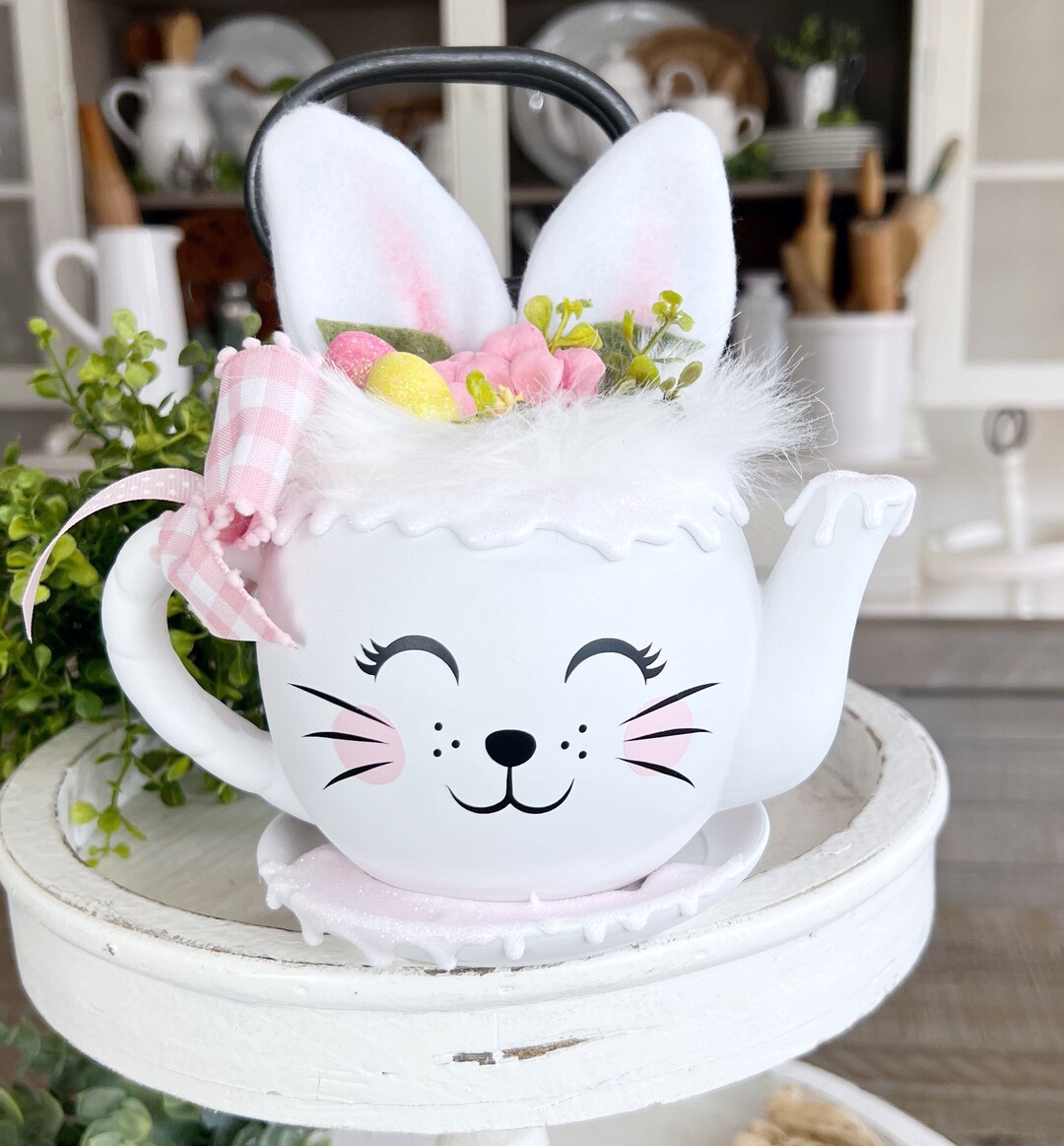 Easter BUNNY Ceramic Teapot. Easter Tray Decor. Pastel Easter Decor. - Etsy