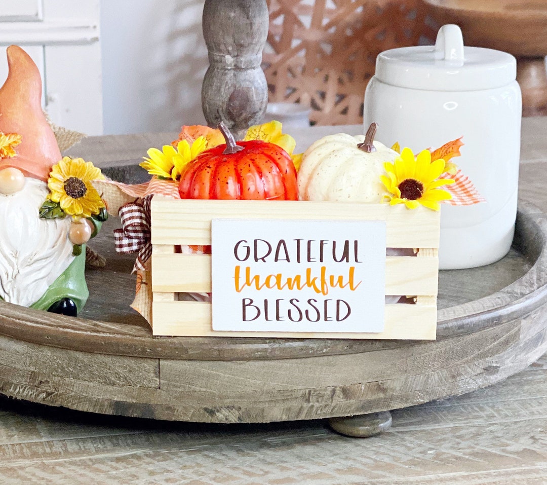 Mini Grateful THANKFUL Blessed Crate With Pumpkins, Sunflowers and Fall ...