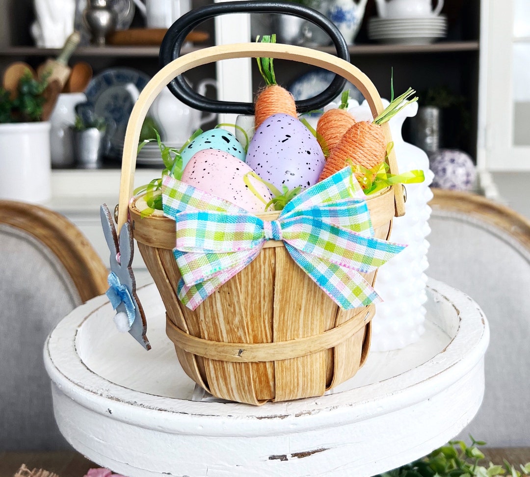New Mini Easter BASKET With Faux Eggs and Carrots. Mini Easter Tray ...
