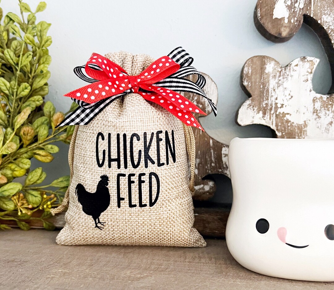 Mini CHICKEN FEED Sack. Tiny Burlap Sack. Farmhouse Chicken Tiered Tray ...