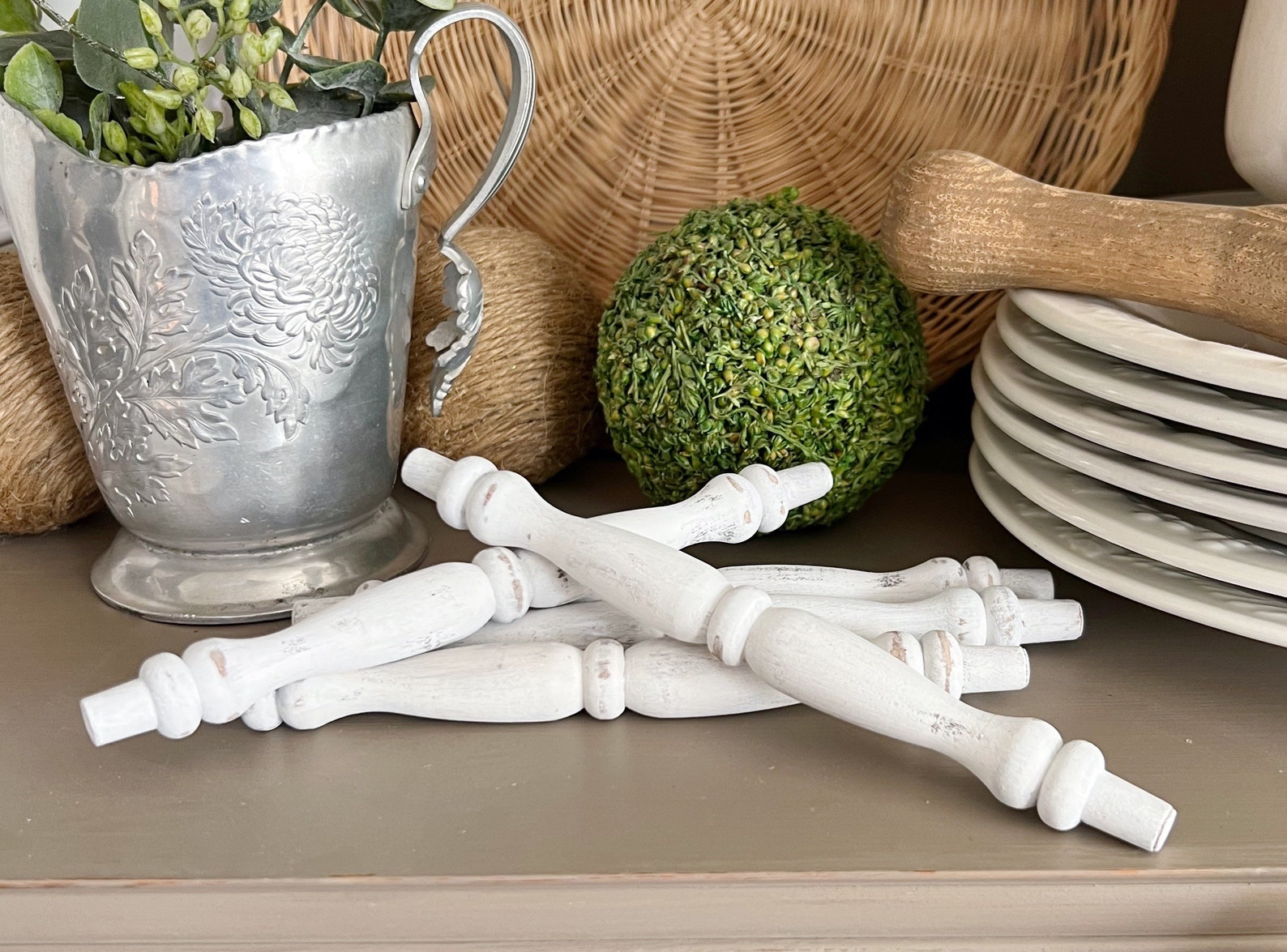 Mini SPINDLES set of 5 TINY Distressed White 6 Long - Etsy