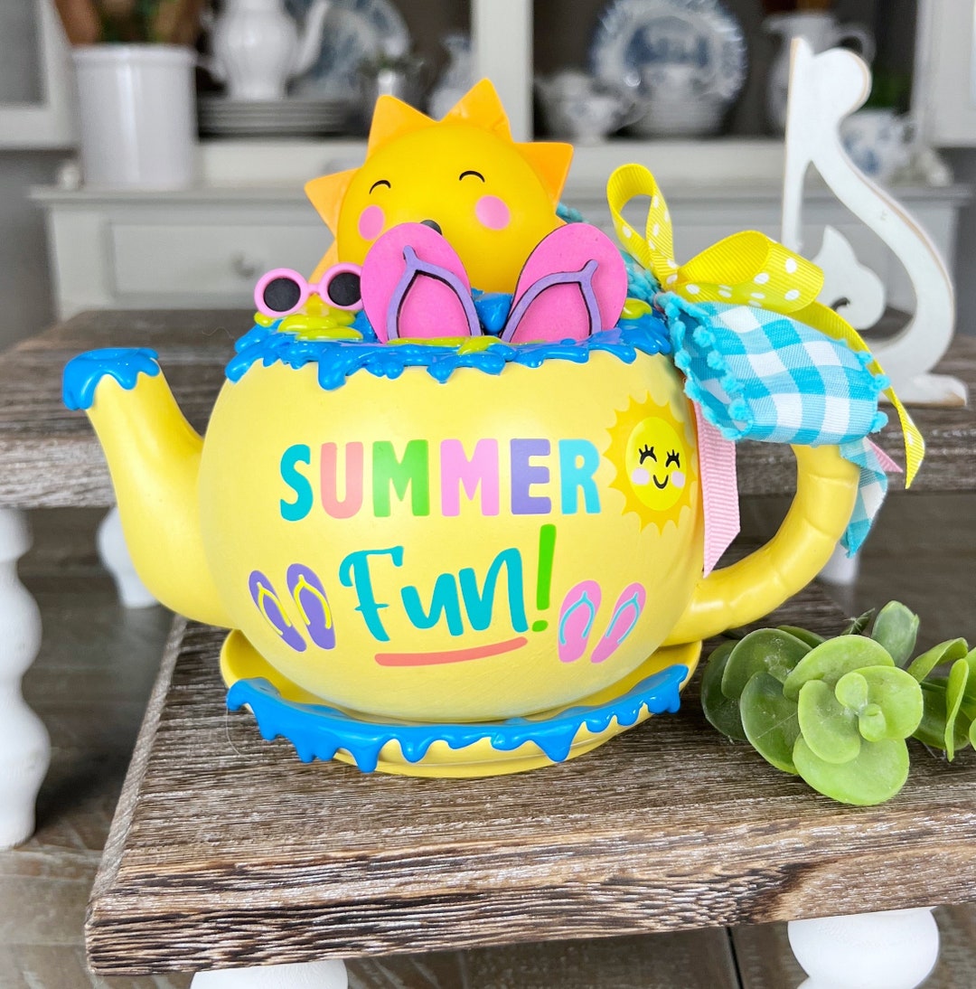 New SUMMER Teapot. Summer Fun Yellow Teapot. Flip Flop Decor. - Etsy