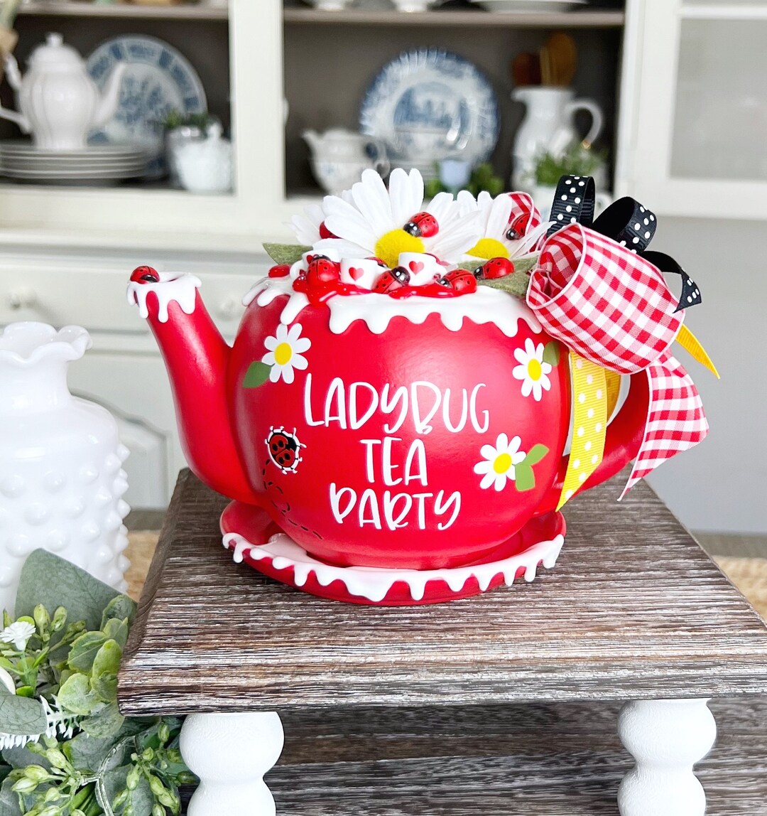 New Ladybug TEAPOT. Ladybug Tray Decor. Ladybug Tea Party Spring Decor ...