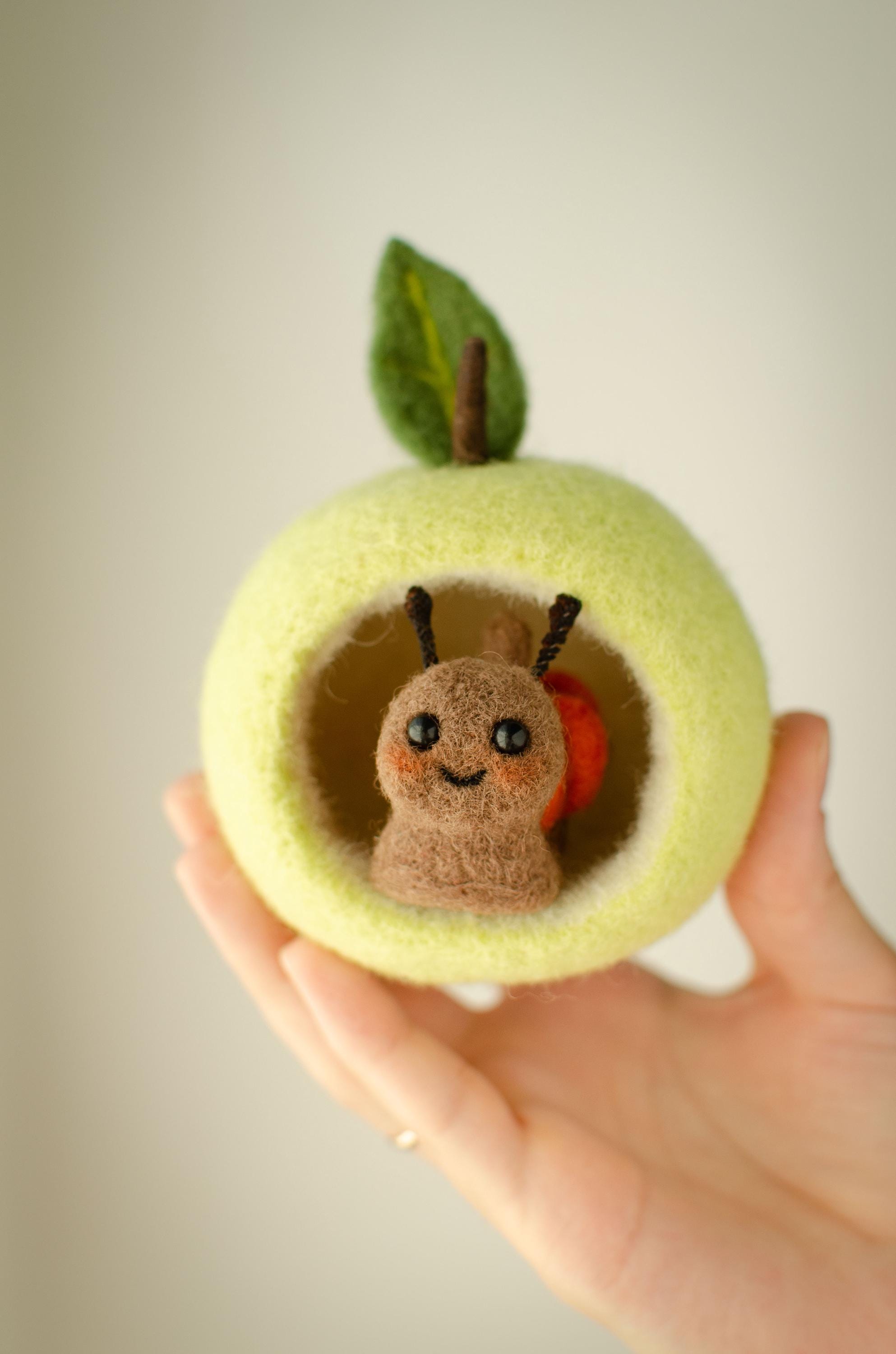 Needle Felted Wool Snail Figurine: Pumpkin Shell, Autumn Decor, Custom ...