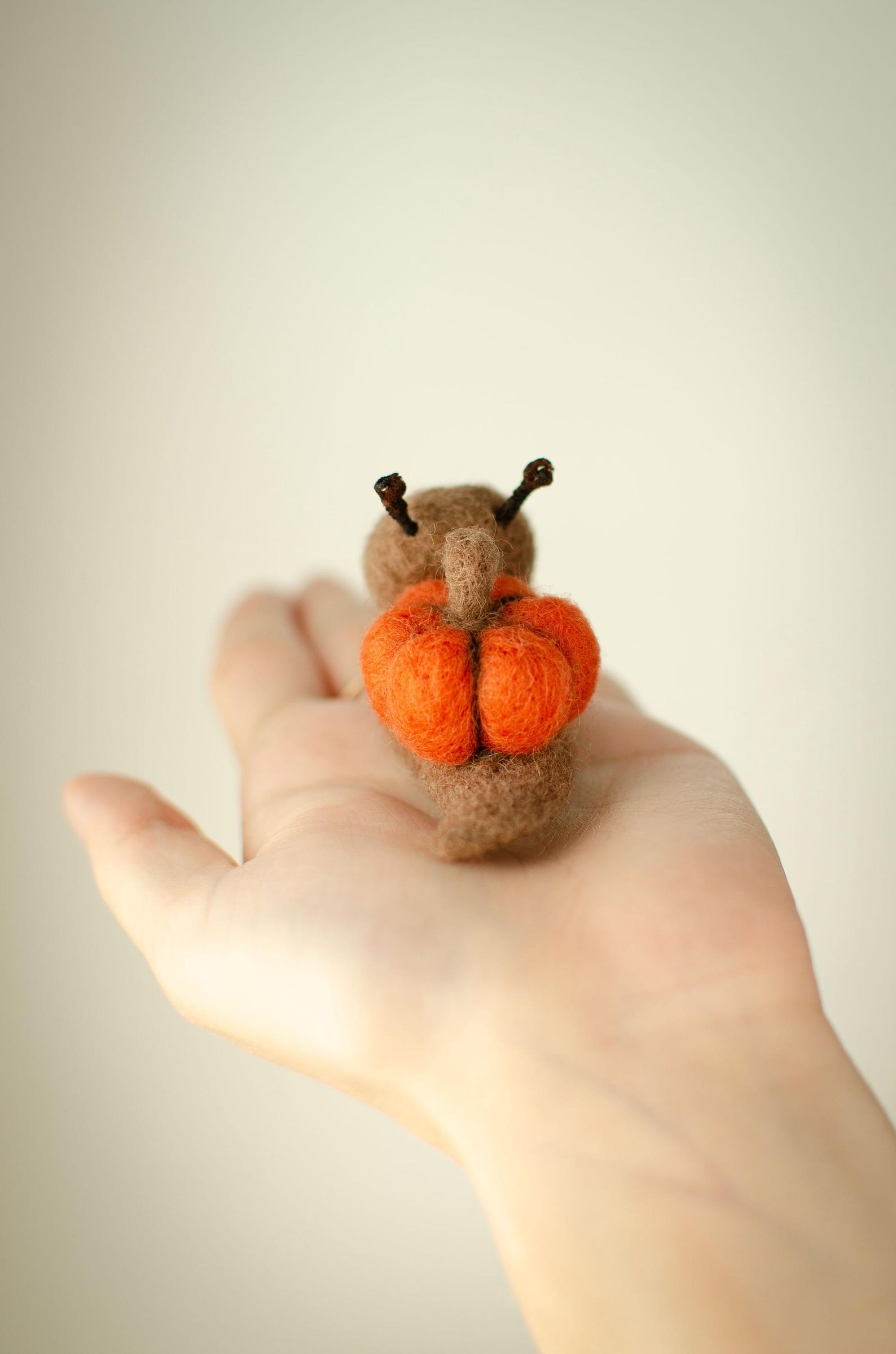 Needle Felted Wool Snail Figurine: Pumpkin Shell, Autumn Decor, Custom ...