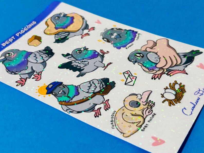 Pigeons Sticker Sheet || Waterproof and Holographic Vinyl - Etsy