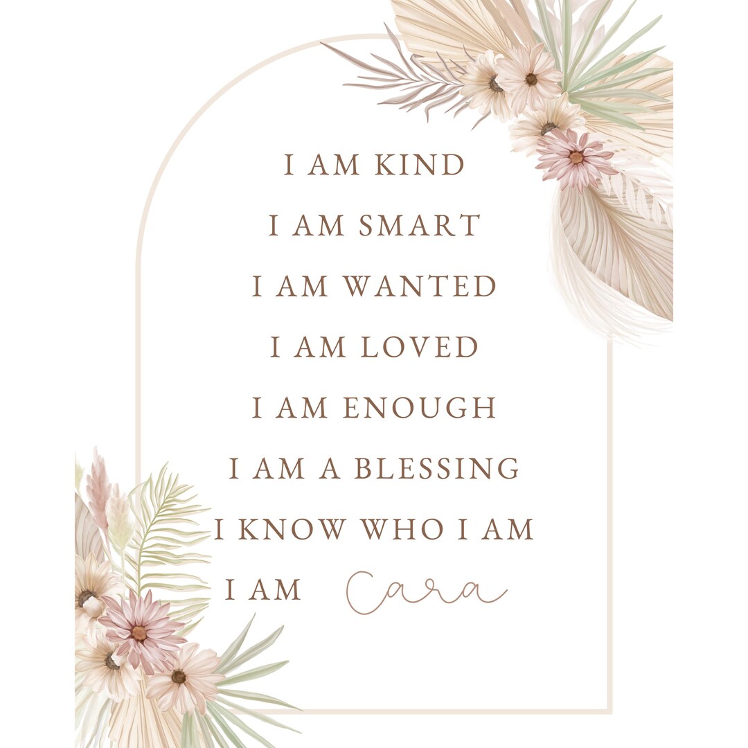 Custom Name Affirmation Wall Art - Personalized Printable | Digital ...