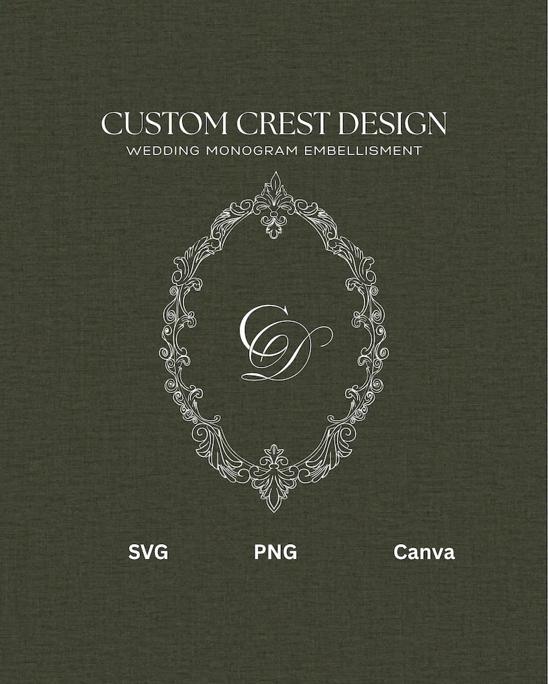 Hand Drawn Custom Ornate Wedding Crest Medallion | SVG | PNG | Canva ...