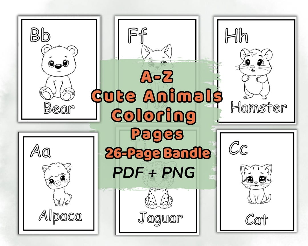 ABC Animal Alphabet Coloring Pages A to Z Cute Printable for Kids ...