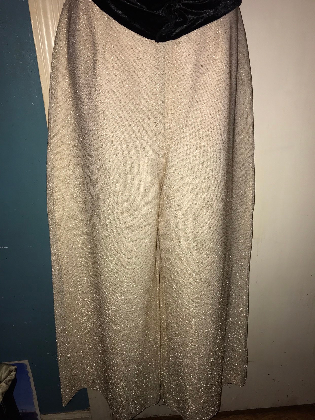 Vintage Gold Wide Leg Pants. Gold Metallic Bell Bottom Pants. Gold ...