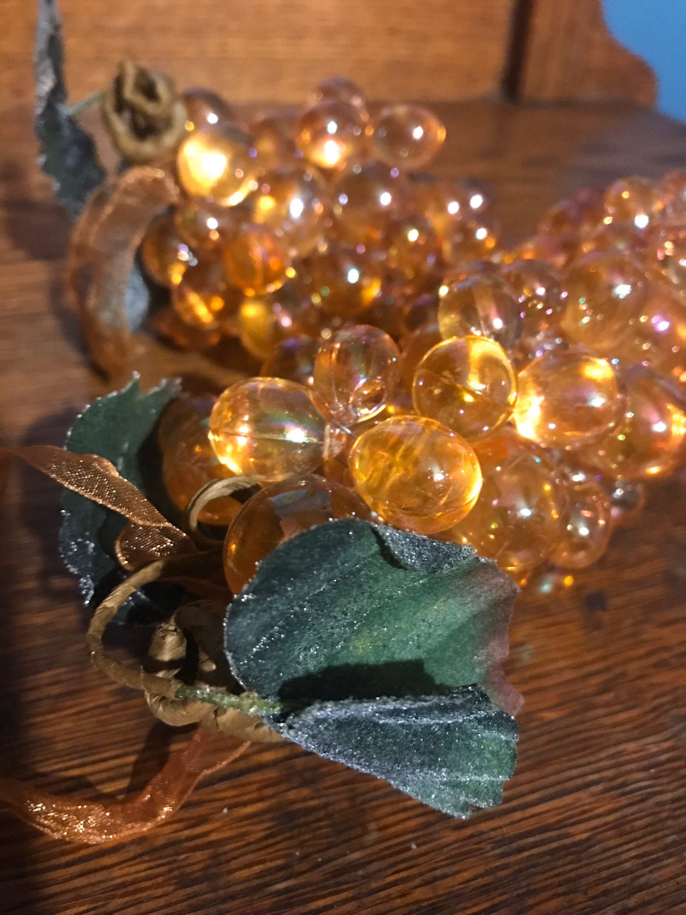 Vintage Plastic Grapes. Beaded Grape Ornaments. Plastic Golden Orange ...