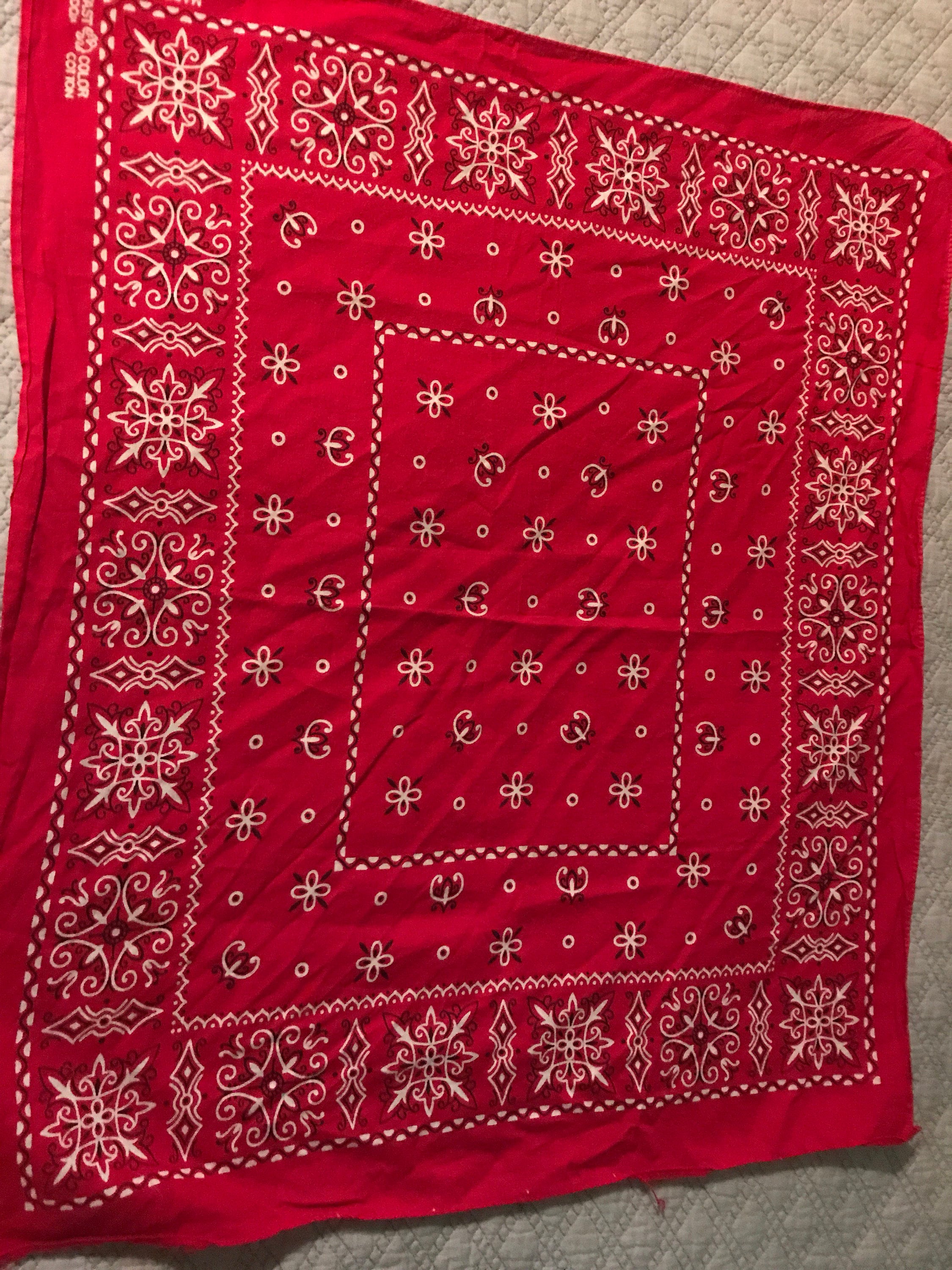 Vintage Bandana. Red Bandana. Vintage Fast Color Bandana. 80s Red ...