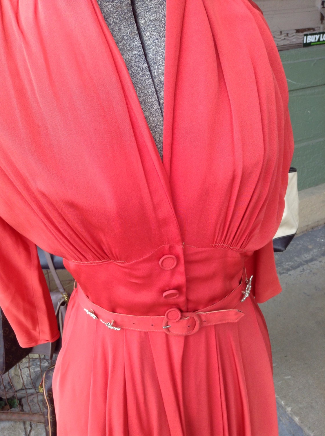 Vintage Red Dress. Full Swing Dress. Rockabilly Vintage Dress. Red 1950 ...