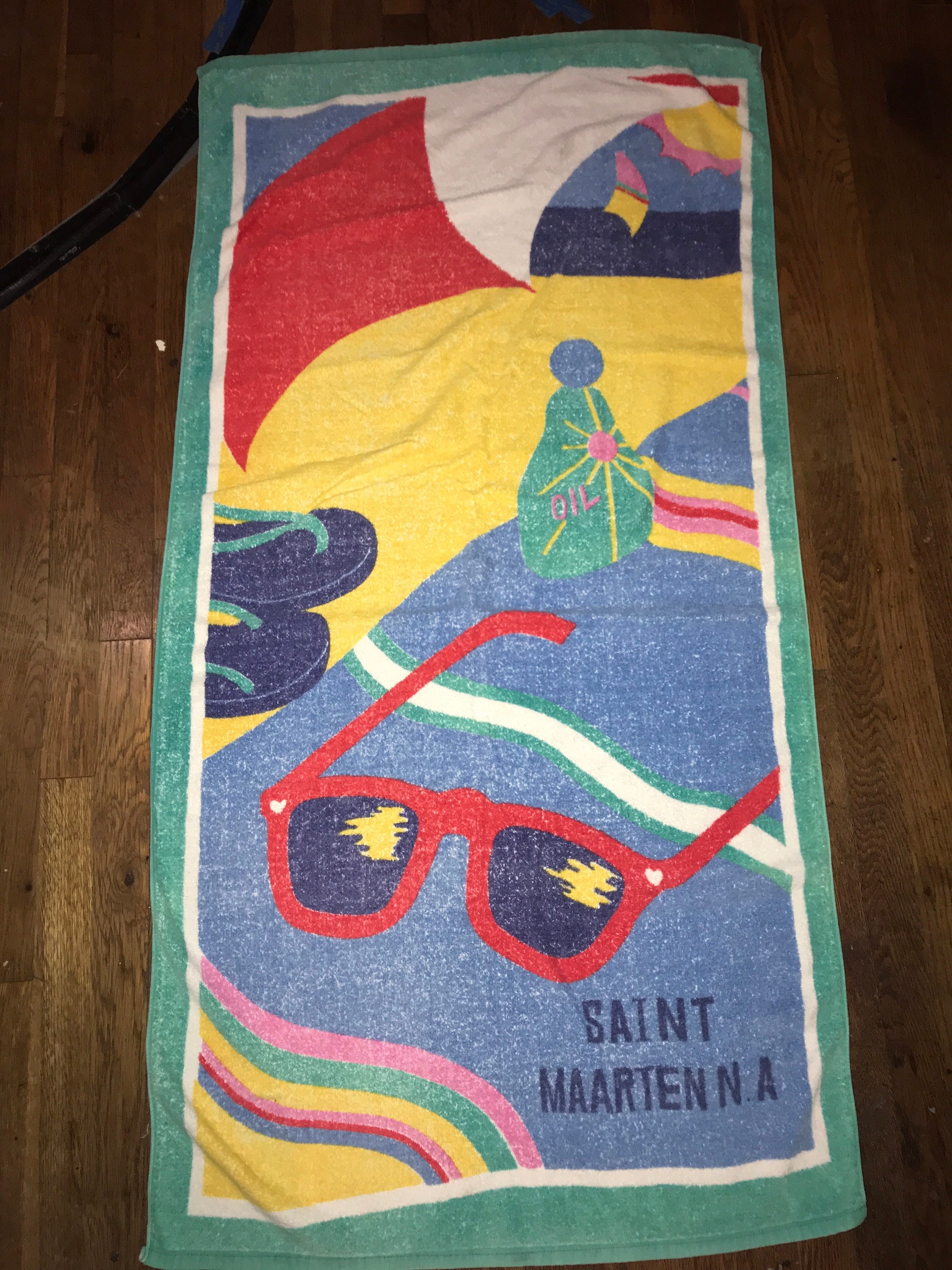 Vintage 80's Beach Towel. Vintage 80's Saint Maarten Beach Towel. Beach ...