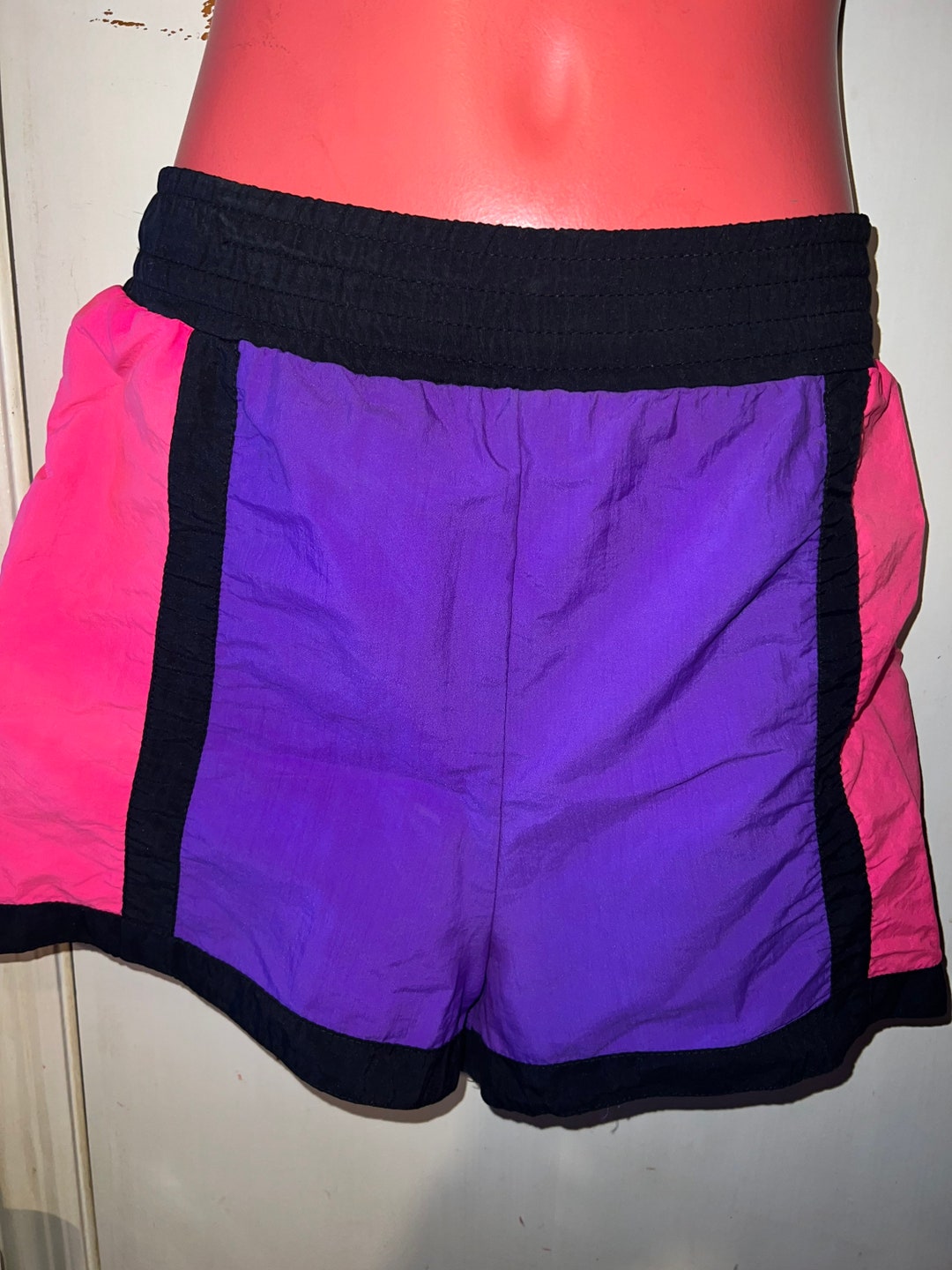 Vintage 1980s Swim Trunks. Cool Neon Pink and Purple Swim Trunks. Old ...