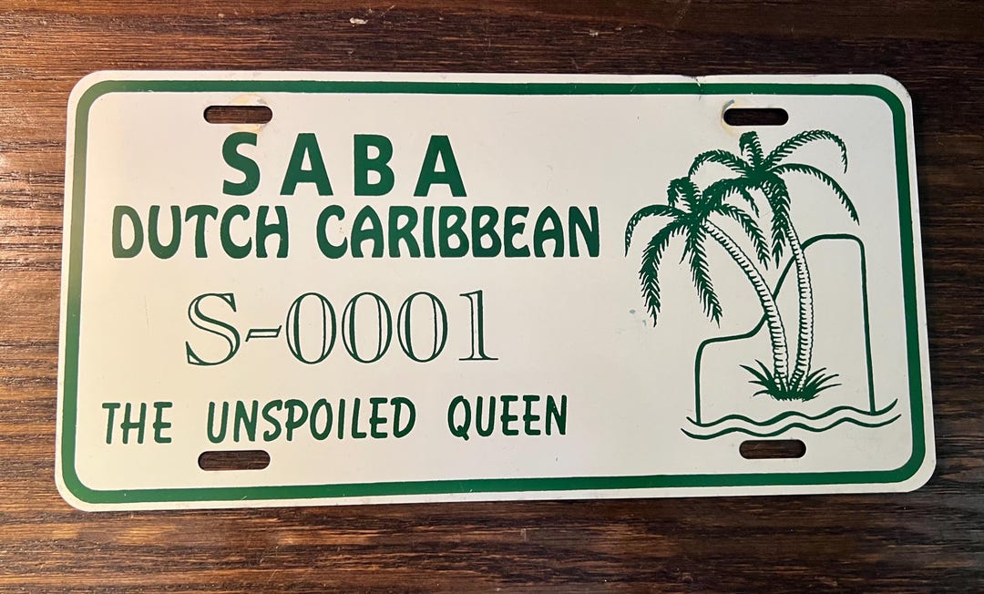 Vintage 1990’s Saba, Dutch Caribbean License Plate, the Unspoiled Queen ...