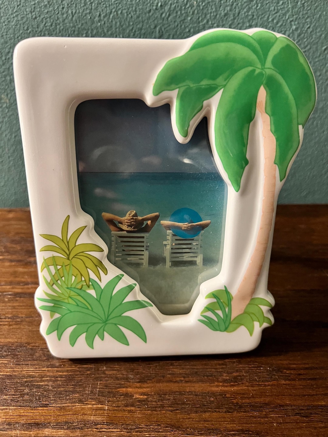 Vintage 1980’s Porcelain Palm Tree Picture Frame, Russ Berrie, Co, 3.5 ...