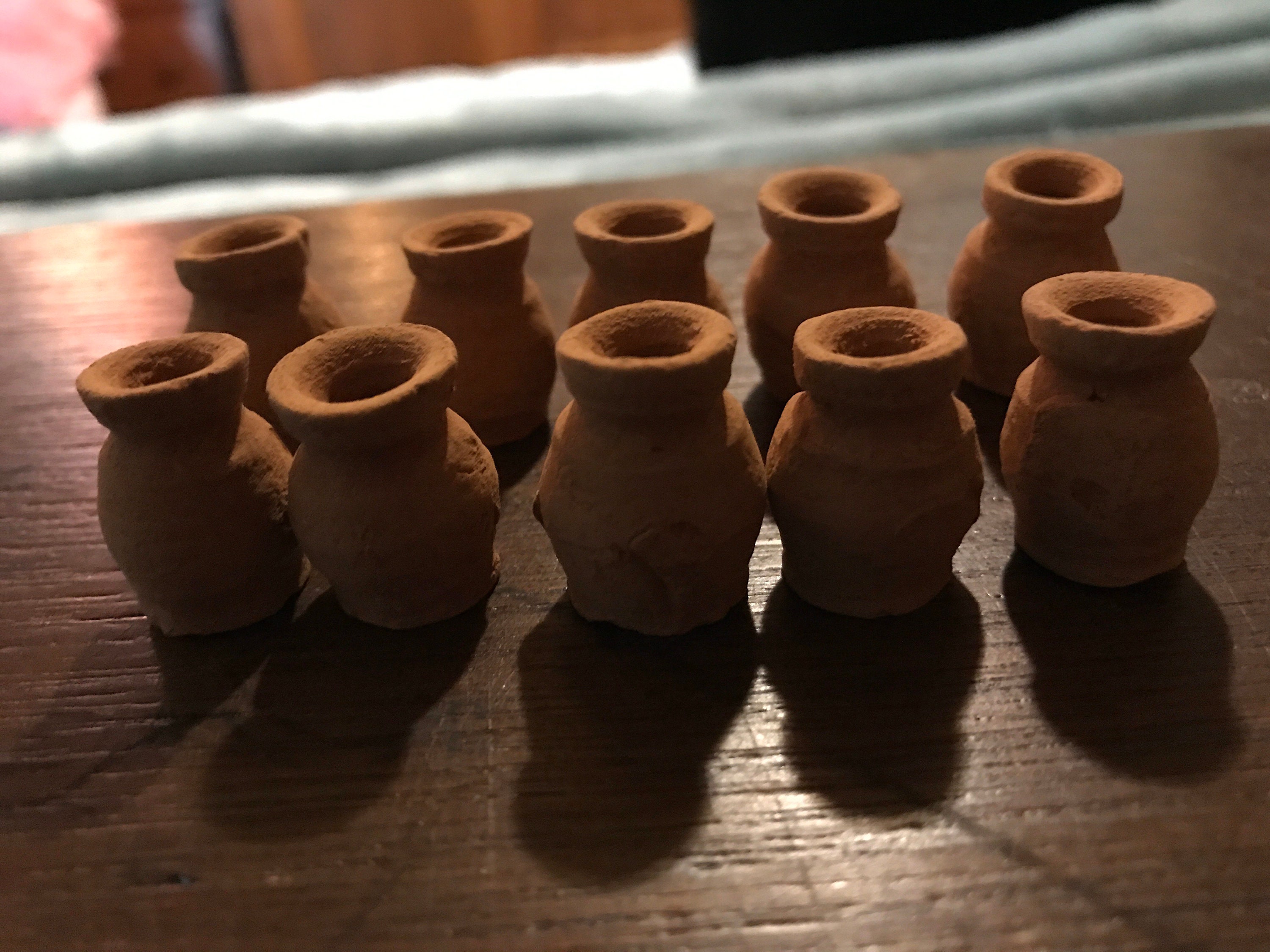 Vintage Doll House. Miniature Clay Pots. Pottery. Set of Ten Small Clay ...