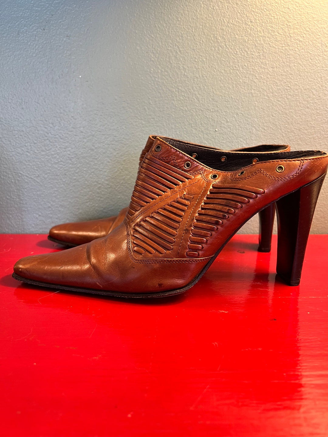 Vintage via Spiga Open Back High Heels, via Spiga, Size 9 - Etsy