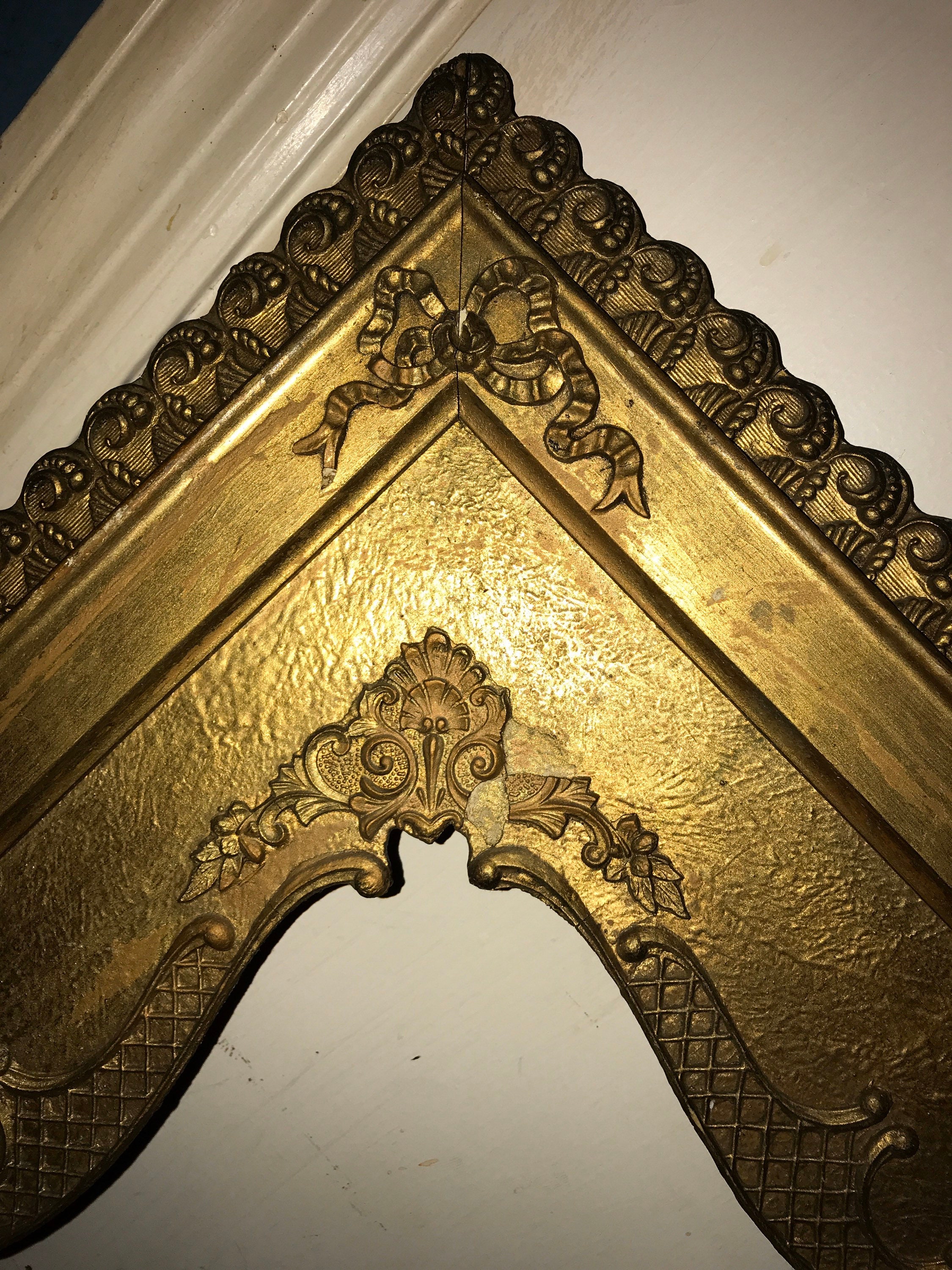Vintage Gold Wood Shabby Frame. Large Old Gilded Frame. Ornate Gold ...