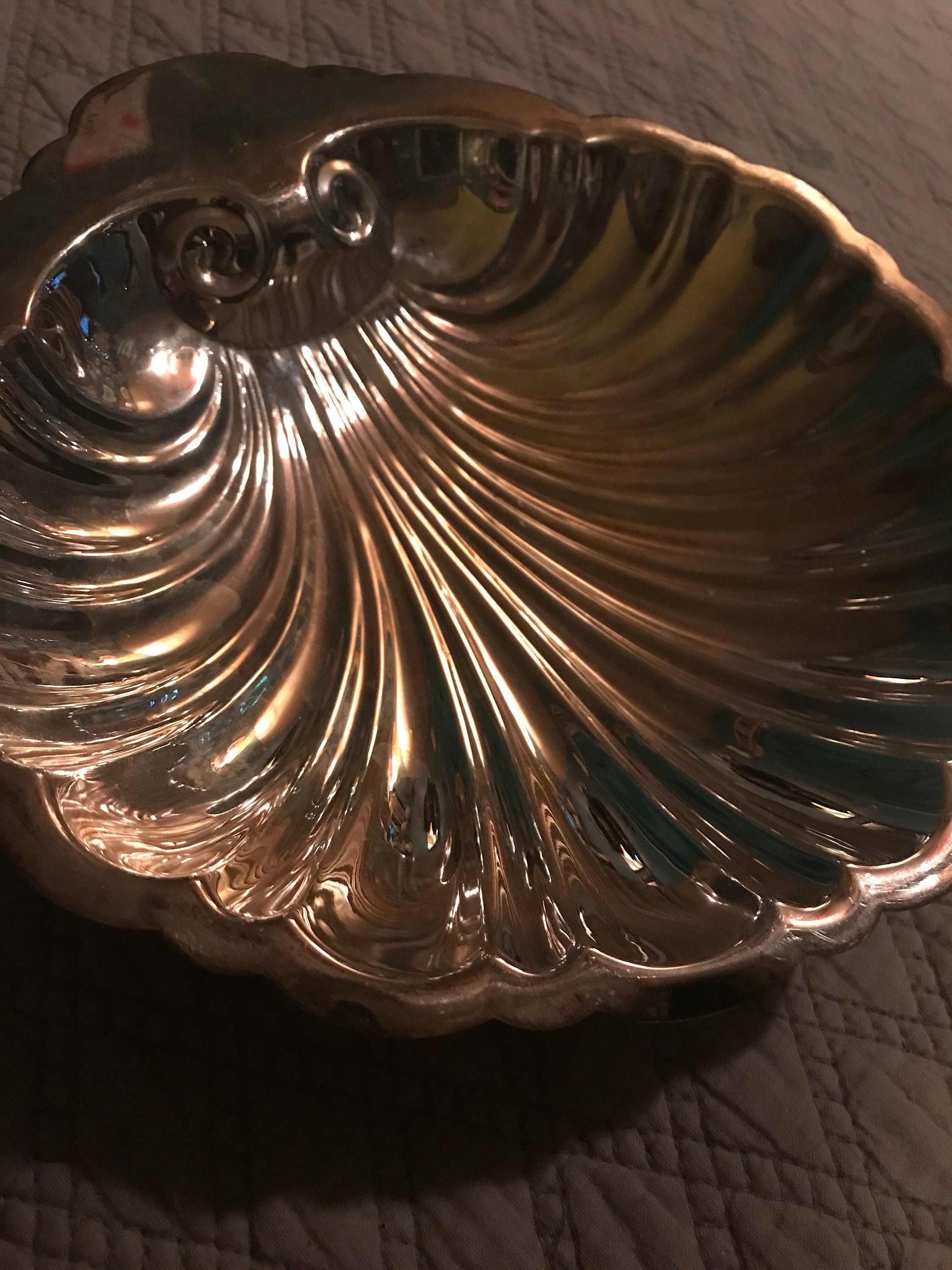 Vintage Silverplate Shell Dish. Silver Shell Bowl. Vintage Silver Shell ...